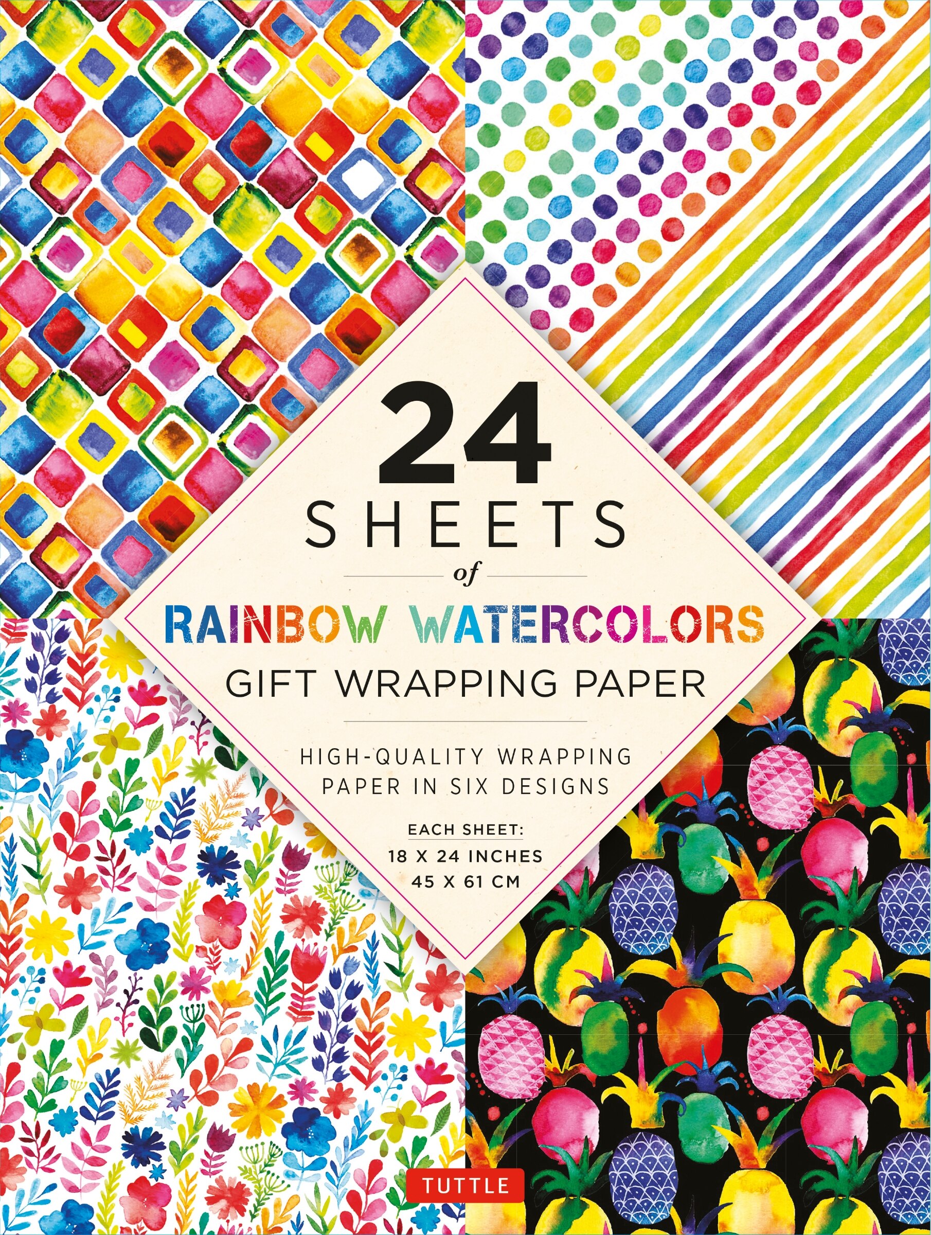 Rainbow Watercolors Gift Wrapping Paper 24 Sheets 18 X 24 45 X 61 Cm Wrapping Paper tp Indigo