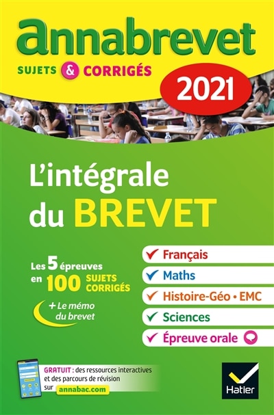 L' Intégrale Du Brevet: 2021 Book By Hatier, ('tp') | Indigo