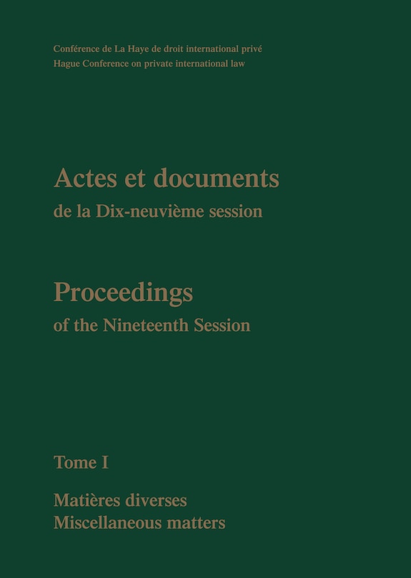 Proceedings / Actes Et Documents Of The Xixth Session Of The Hague ...