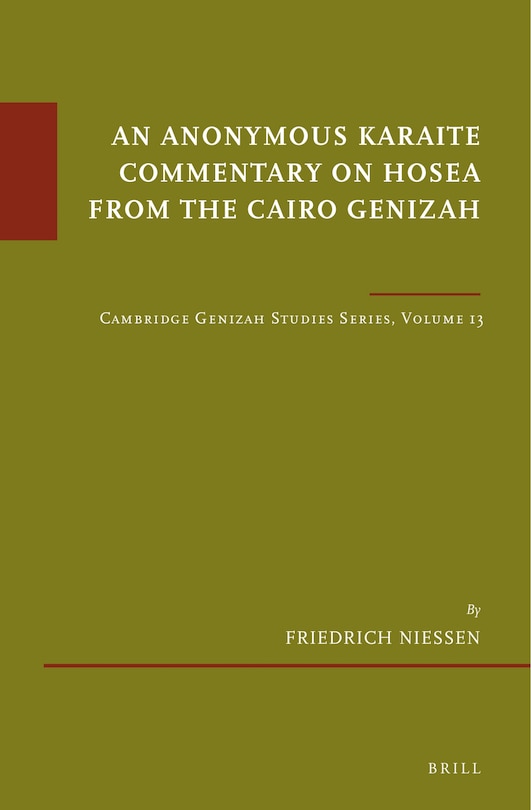 An Anonymous Karaite Commentary On Hosea From The Cairo Genizah ...