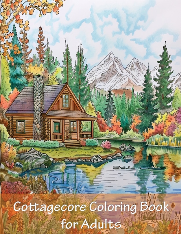 Cottagecore Coloring Book For Adults: 90 Pages Of Big And Easy Relaxing ...