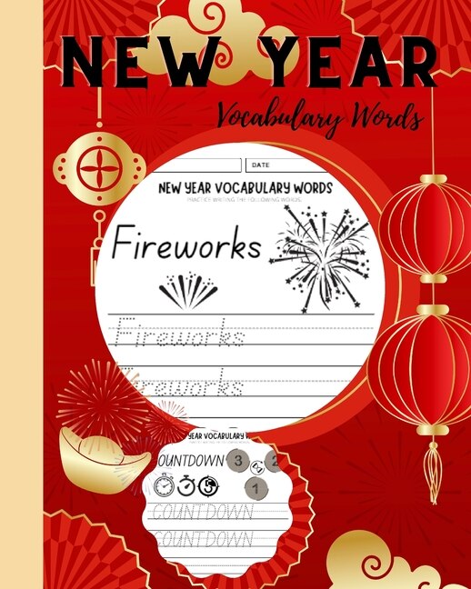 New Year Vocabulary Words Tracing Workbook: Writing Practice Book ...