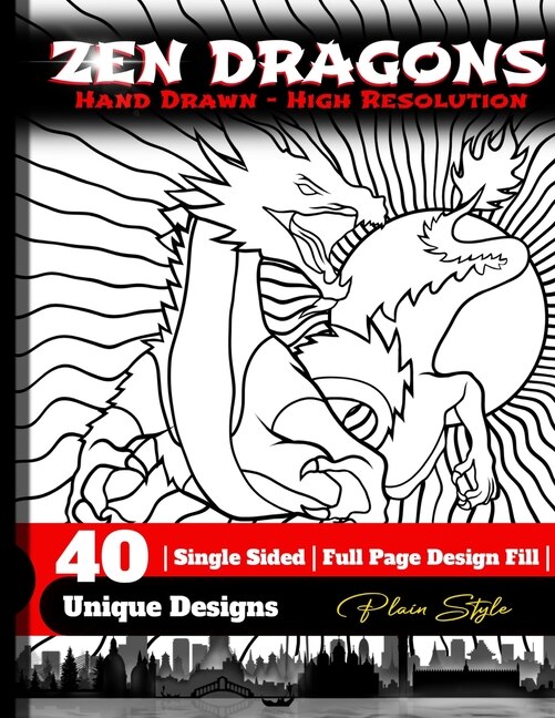 Zen Dragons - no pattern Style Adult Coloring Book | Indigo