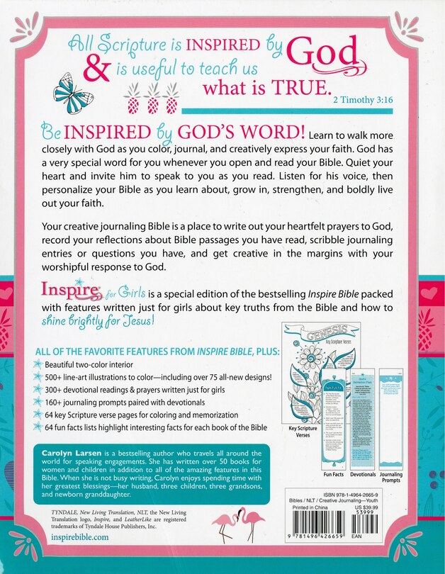 Inspire Bible For Girls Nlt (hardcover Leatherlike, Blue): The Bible ...