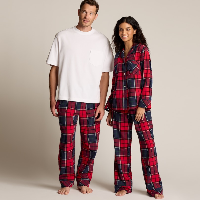Flannel Pajama Pant Set, Red Stewart Plaid