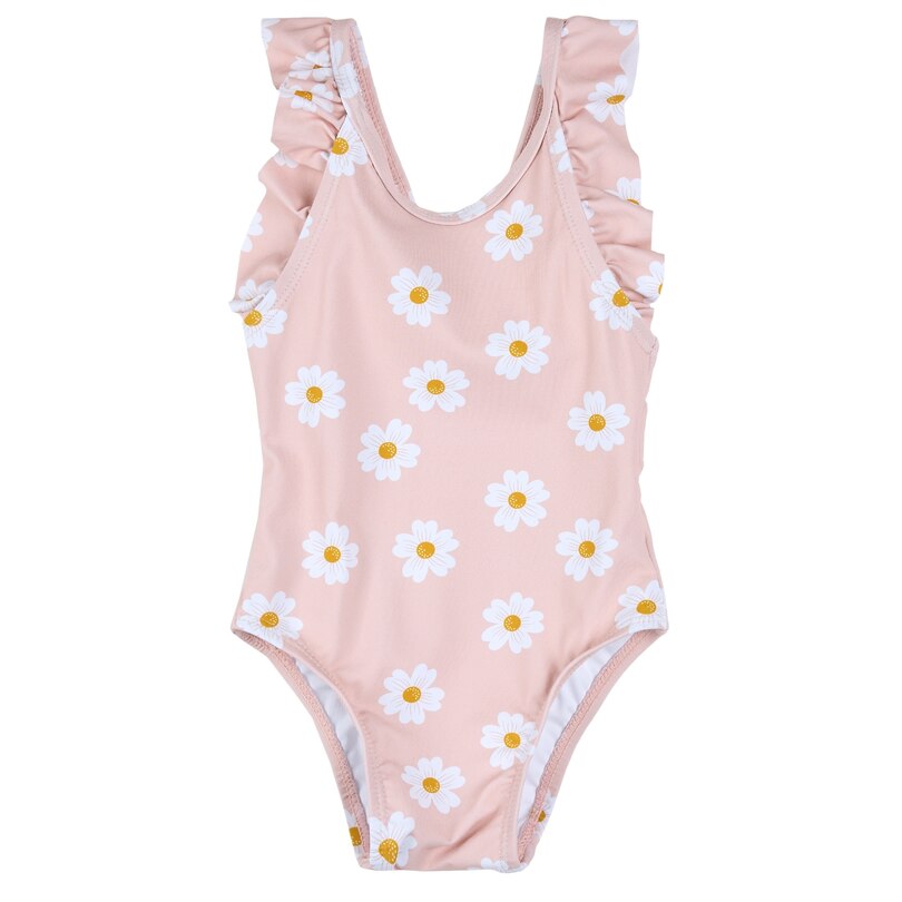 Girls Daisy Ruffle One Piece - Pink ('') | Indigo