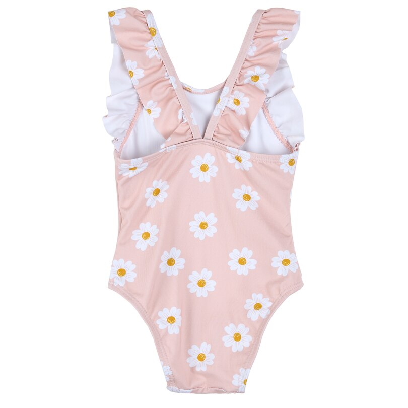 Girls Daisy Ruffle One Piece - Pink ('') | Indigo