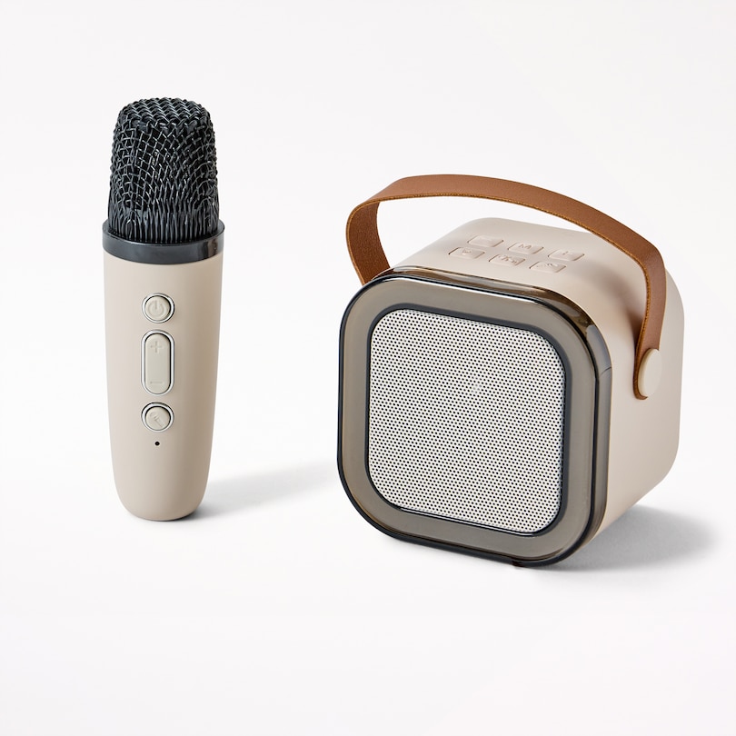 Rechargeable Karaoke Microphone & Speaker - Cream ('') | Indigo
