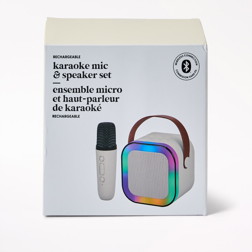 Rechargeable Karaoke Microphone & Speaker - Cream ('') | Indigo