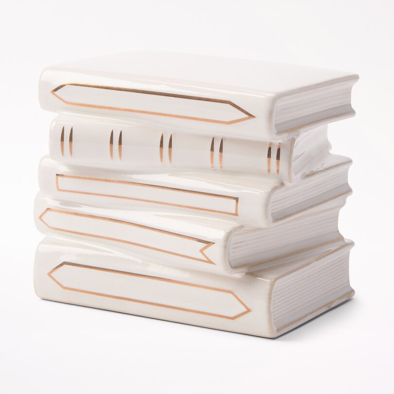 Ceramic Book Stack, Ivory ('') | Indigo