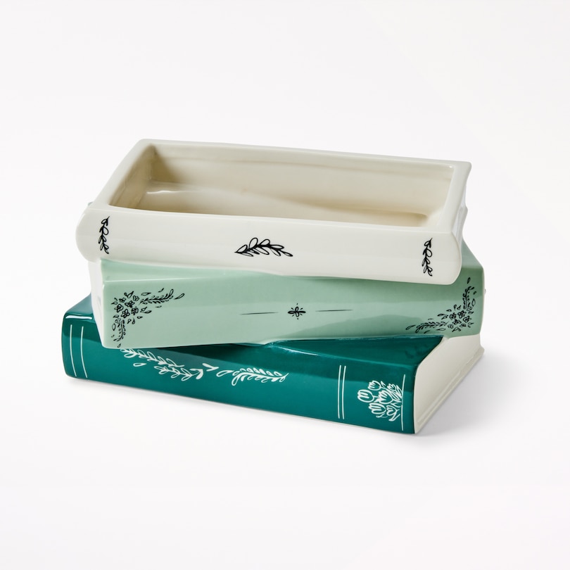 Ceramic Book Stack Vase ('') | Indigo