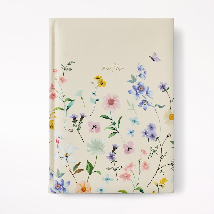 Hardcover Faux Leather Journal, Ivory Garden ('') | Indigo