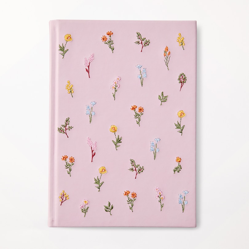 Embroidered Light Pink Large Journal ('') | Indigo