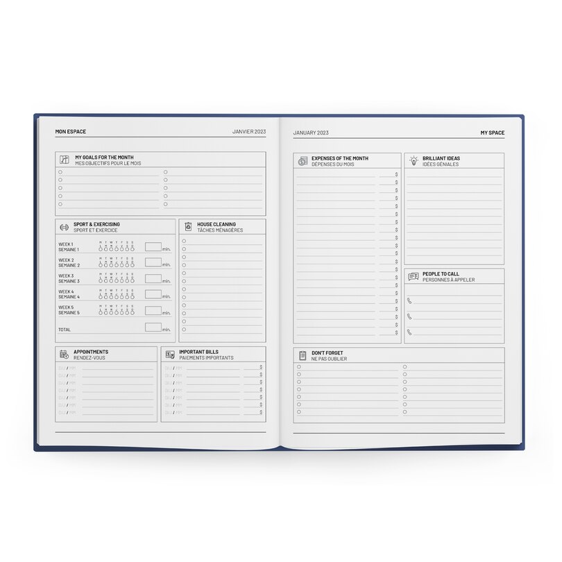 2023 AGENDA NAVY BILINGUAL | Indigo