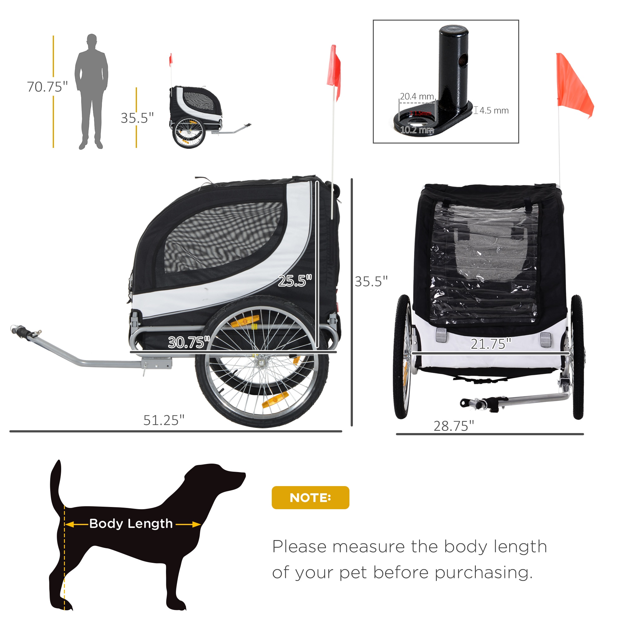 Pawhut Dog Bike Trailer Foldable Pet Cart, Black | Bramalea City Centre