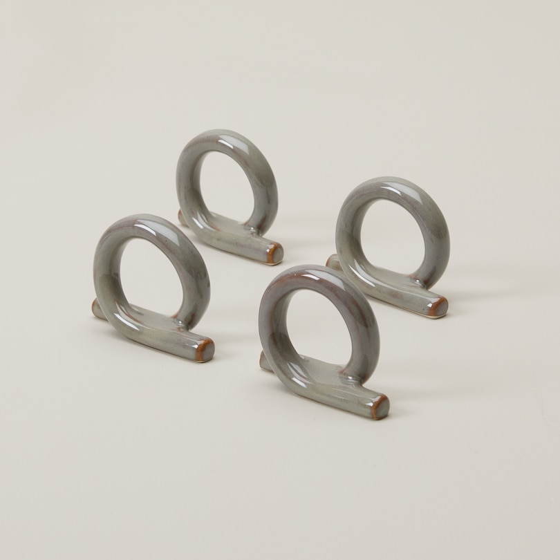 Stoneware Loop Napkin Rings, Set Of 4