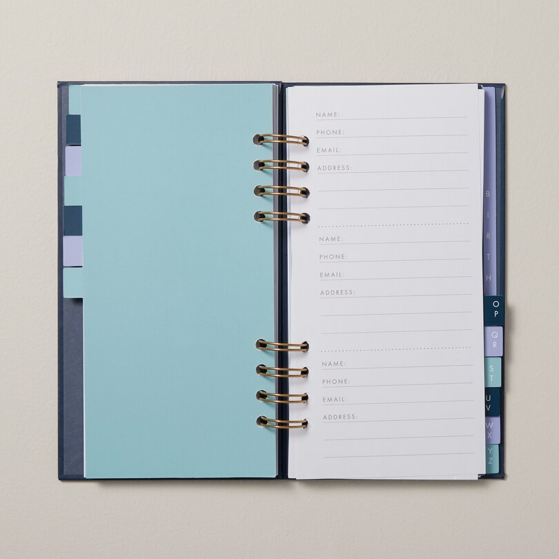 Spiral Address Book & Birthday Tracker, Navy | Indigo