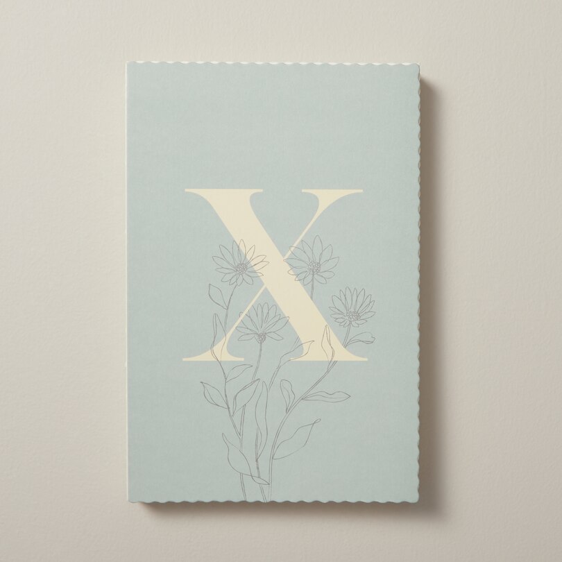 Floral Monogram Deckled Edge Journal, X | Indigo