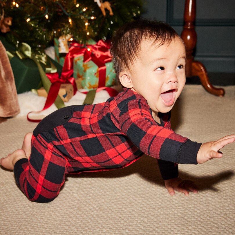 Baby Fam Jam Pajama Onesie, Buffalo Check | Indigo