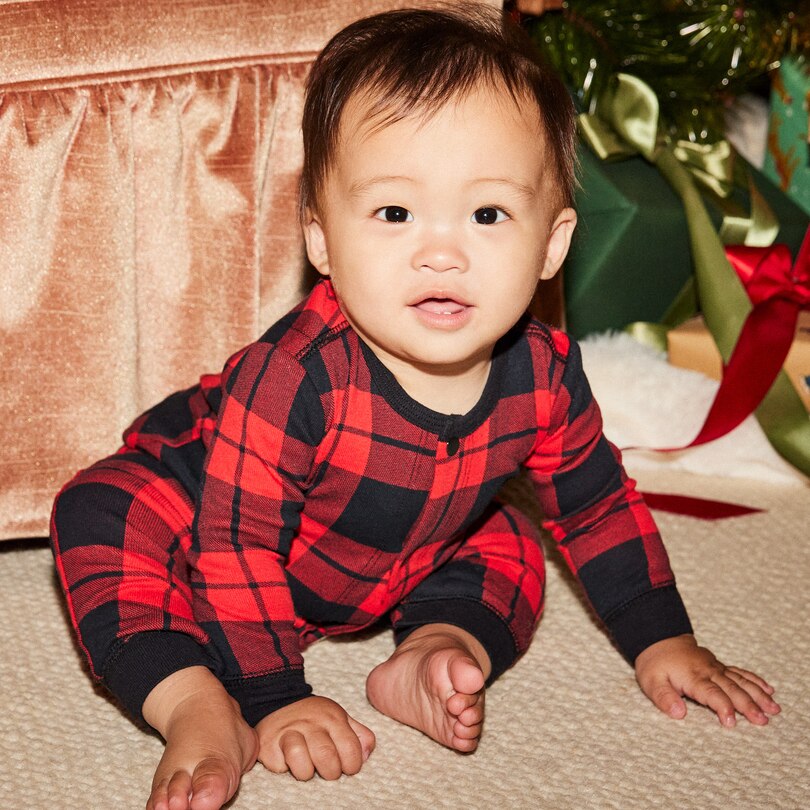 Baby Fam Jam Pajama Onesie, Buffalo Check | Indigo