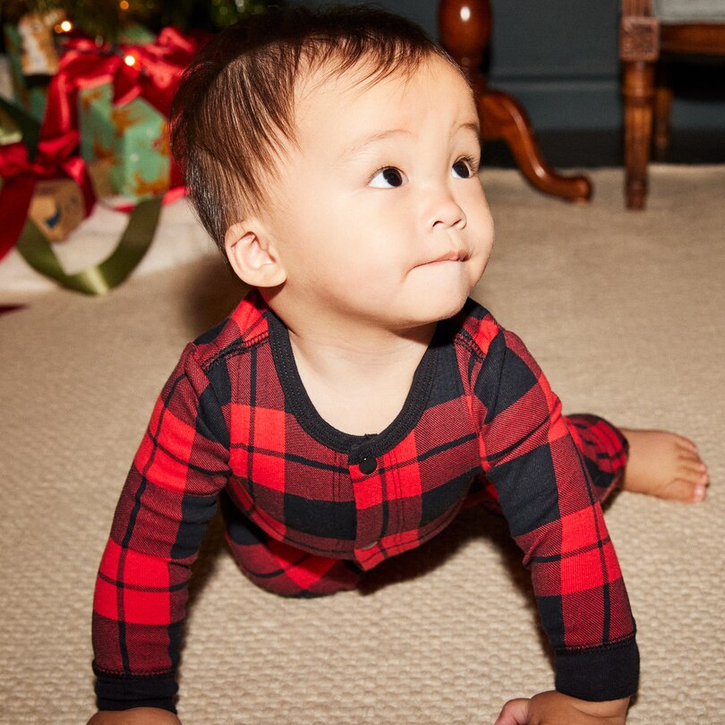 Baby Fam Jam Pajama Onesie, Buffalo Check | Indigo