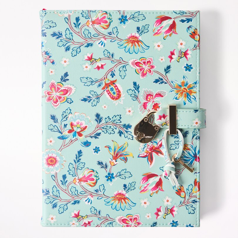 Large Lock Diary, Tapestry Floral ('') | Indigo