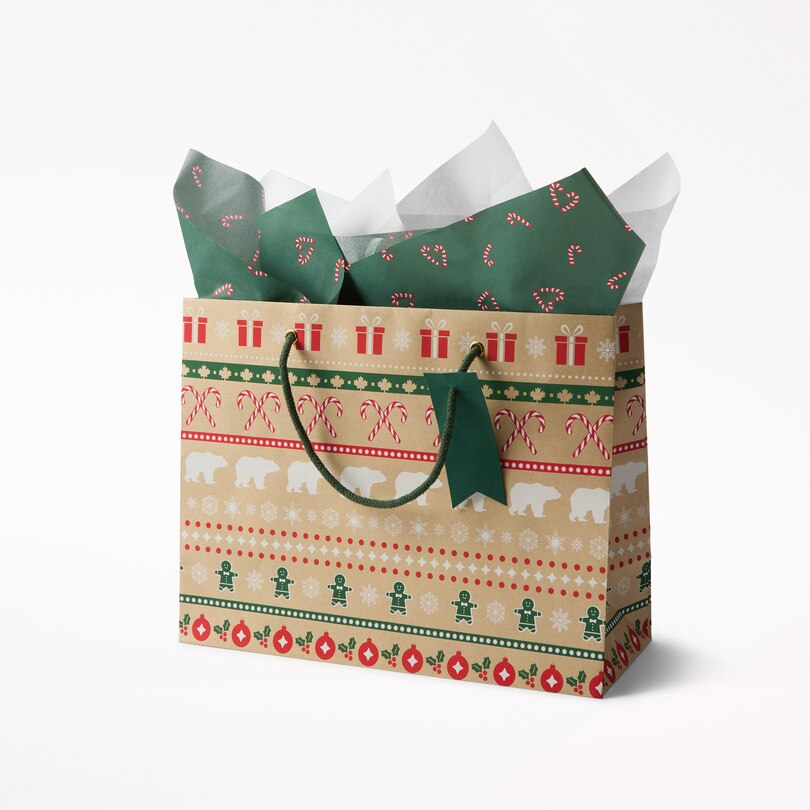 Fsc Large Vogue Gift Bag, Kraft Icons ('') | Indigo