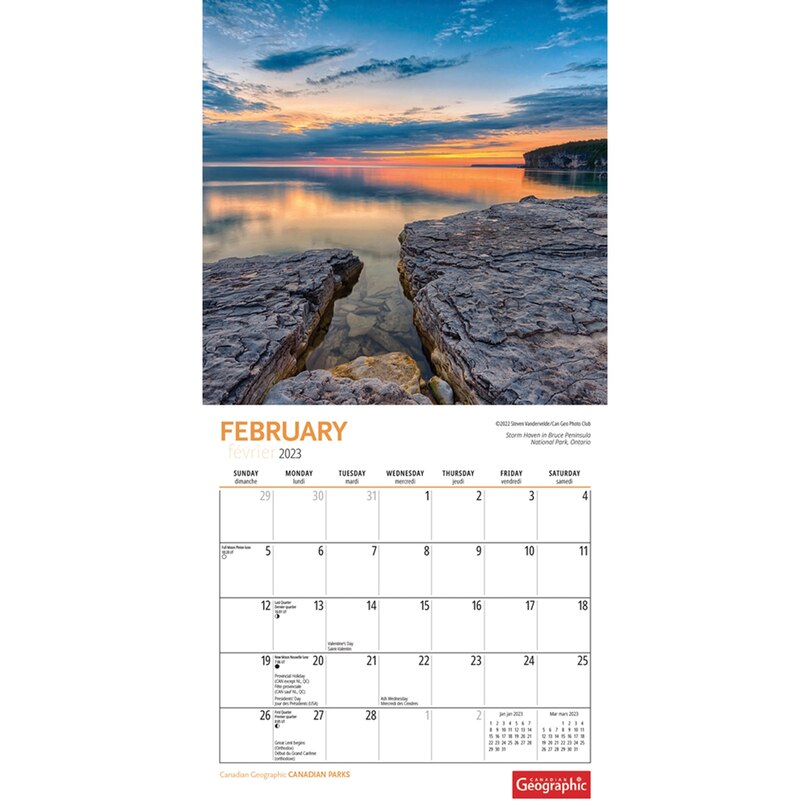 Canadian Geographic Canadian Parks 2023 Mini Calendar, 7X7 | Indigo